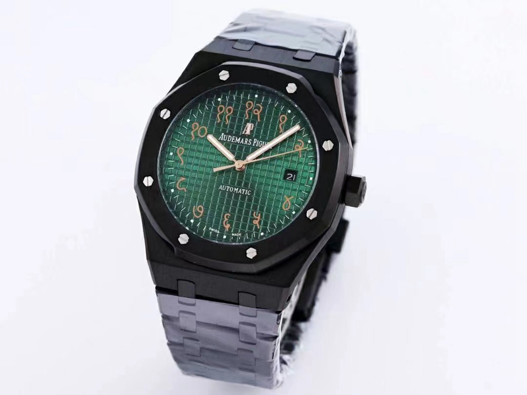 AP black 41mm automatic green/blue dial Arabic numbers men AAA replica ...