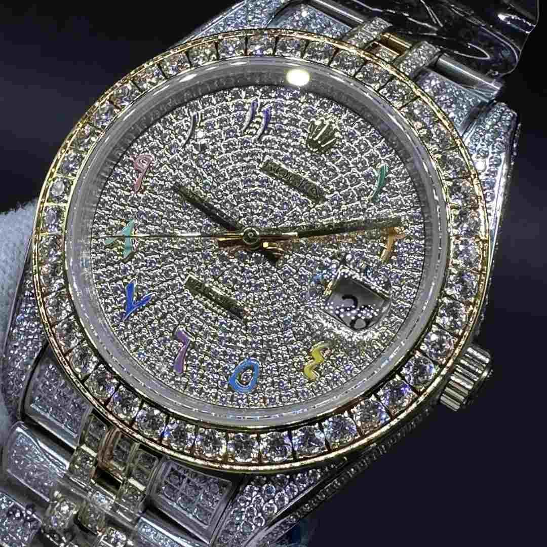 Rolex Datejust diamonds AAA two tone yellow gold case 41mm rainbow ...