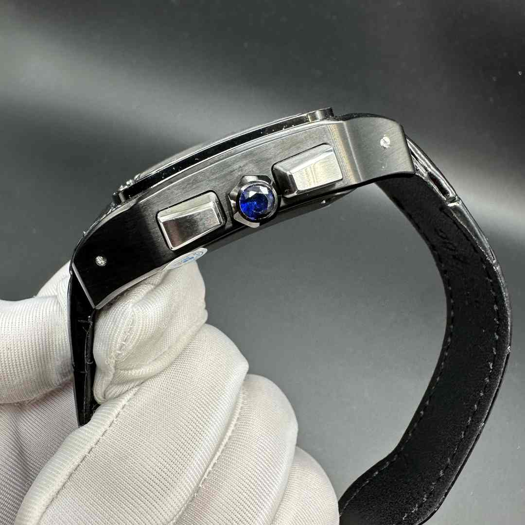 Cartier Chronograph 7750 Black diamonds case 42mm Black leather strap ...