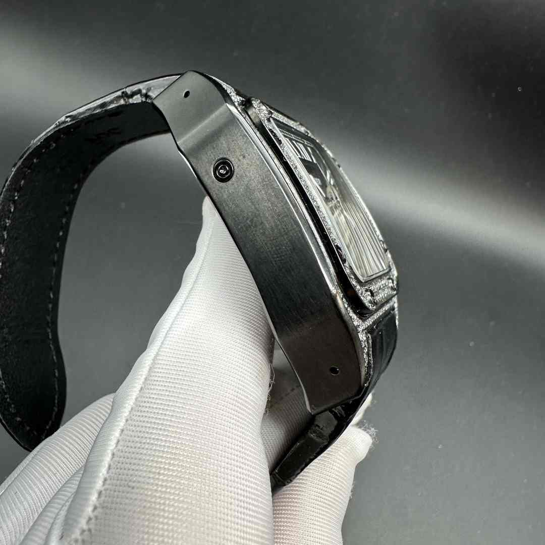 Cartier Chronograph 7750 Black diamonds case 42mm Black leather strap ...
